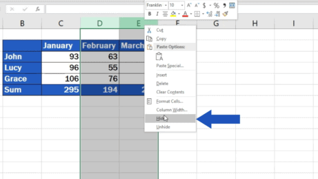 How to Hide Columns in Excel