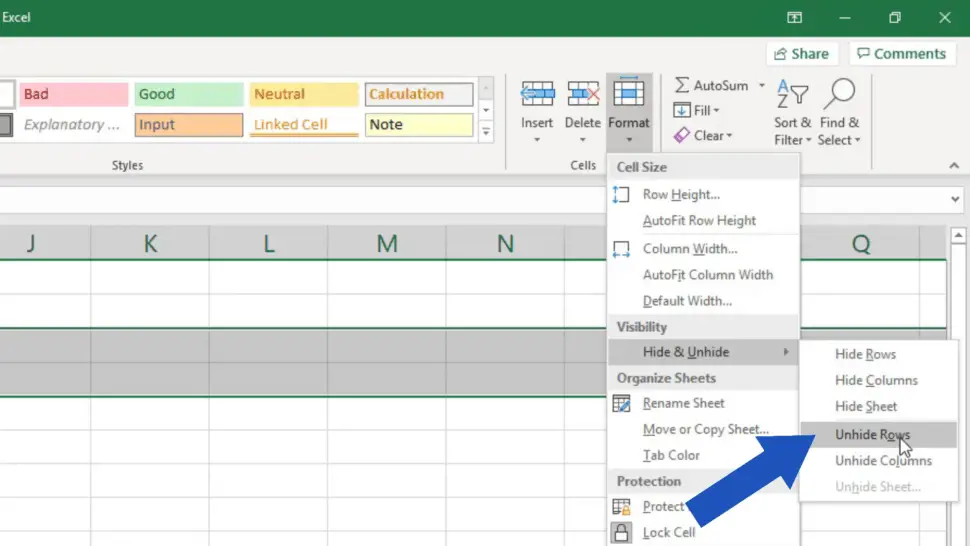 How to Unhide Rows in Excel