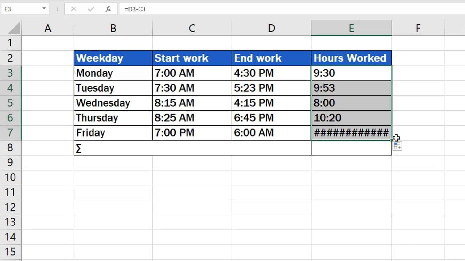 How to Calculate Hours Worked in Excel