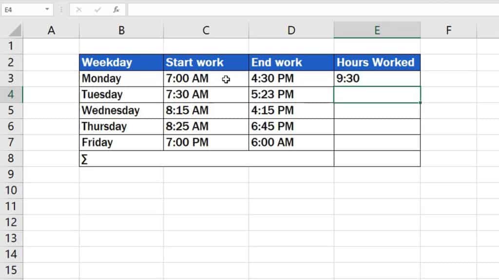 How To Calculate Hours Worked In Excel