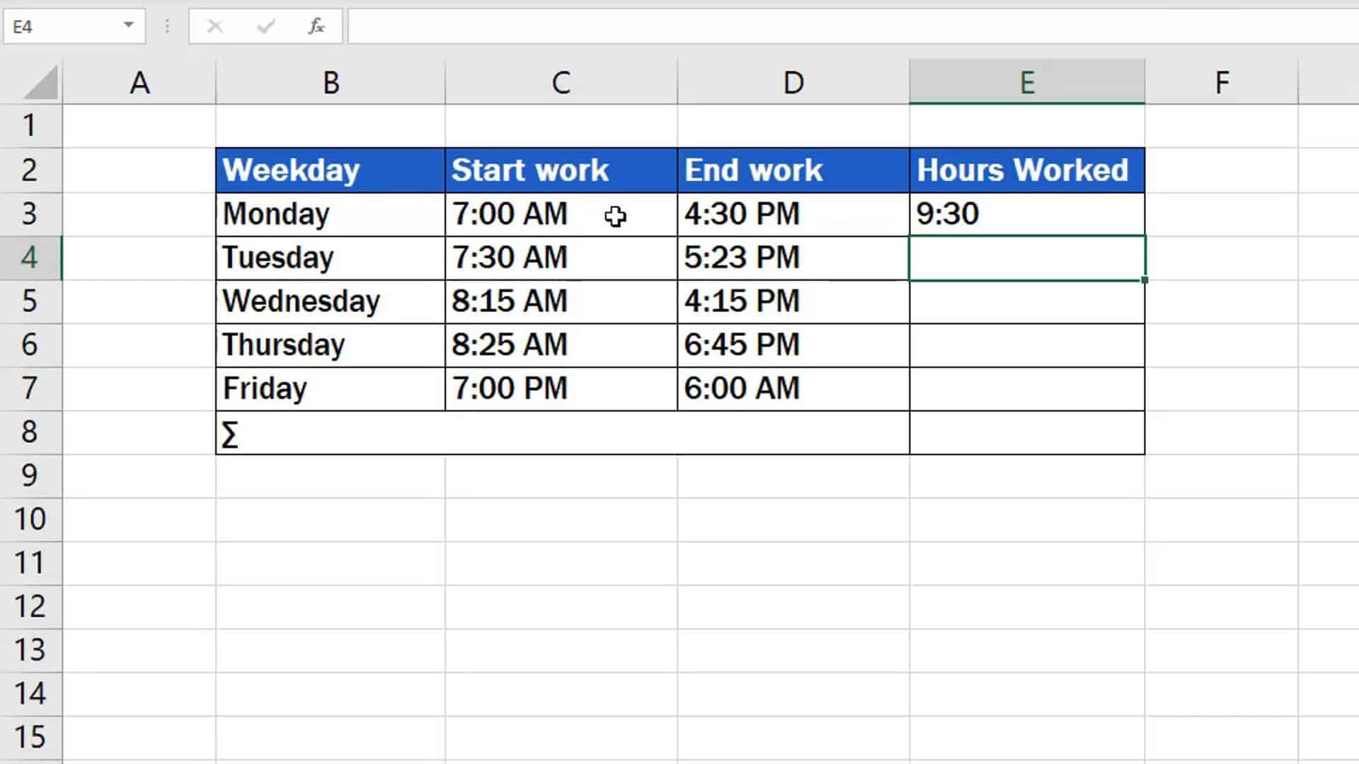How to Calculate Hours Worked in Excel