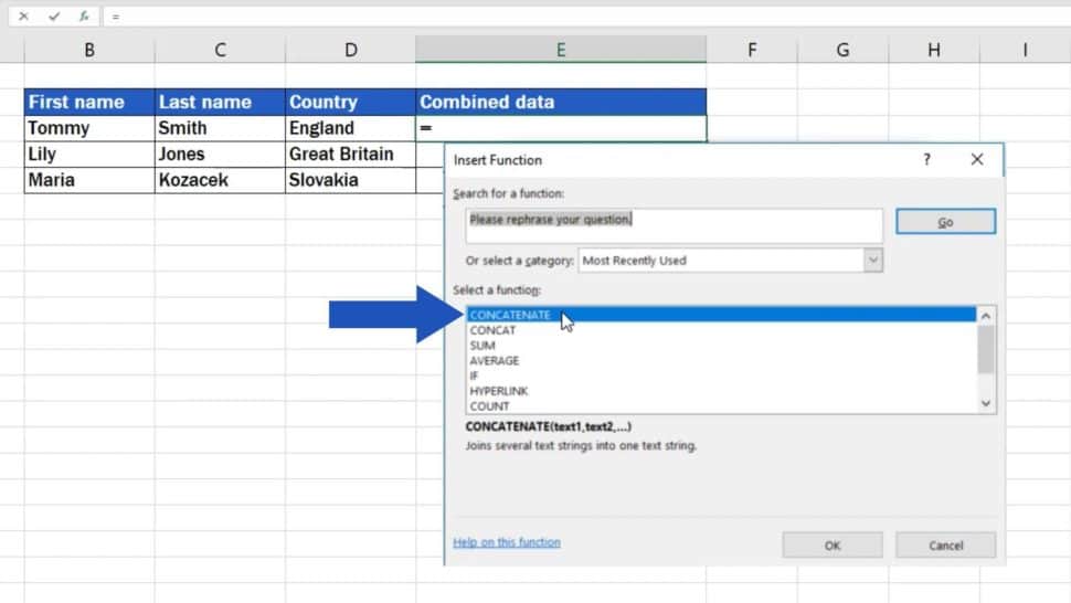 How to Combine Cells in Excel