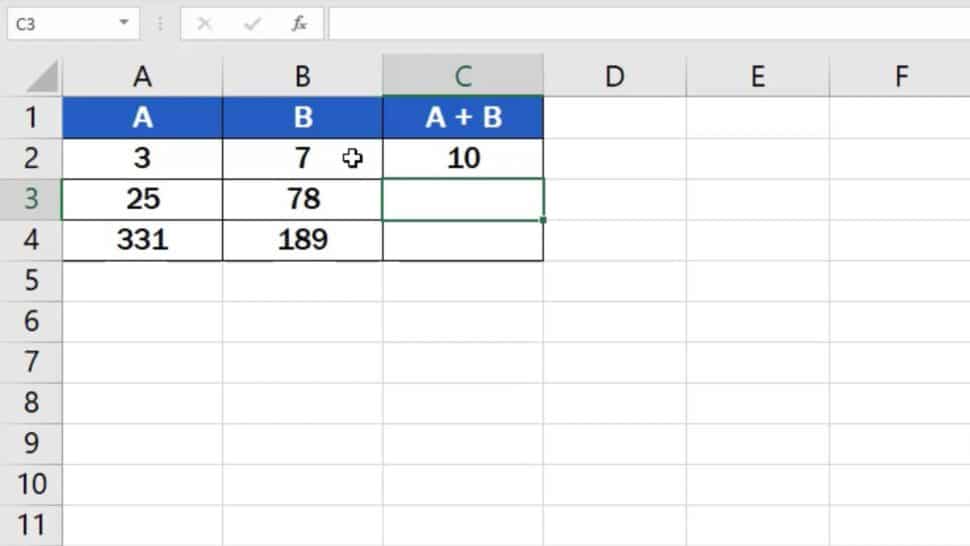 How to Add Numbers in Excel (Basic way)