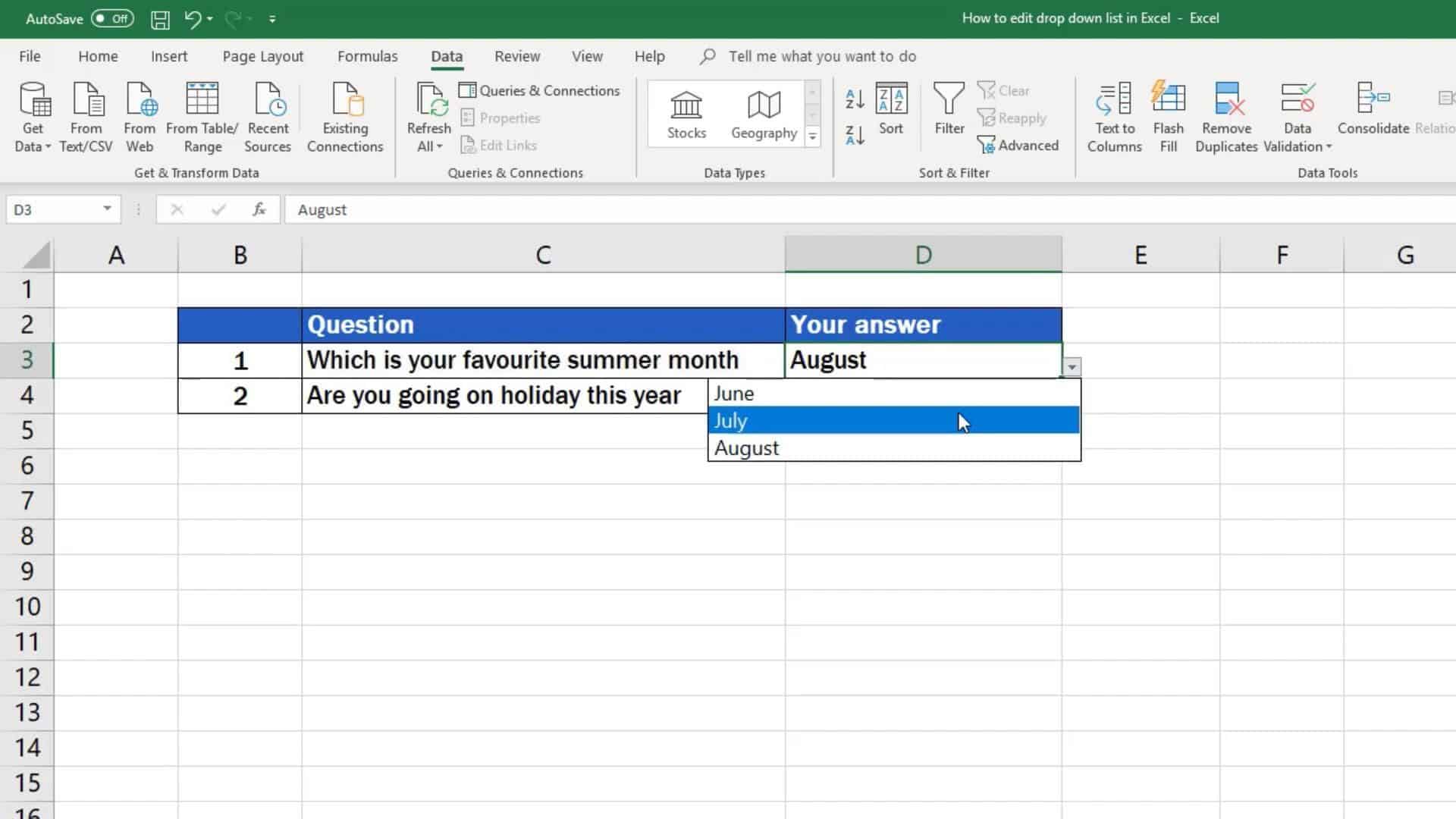 How to Edit Drop-Down List in Excel