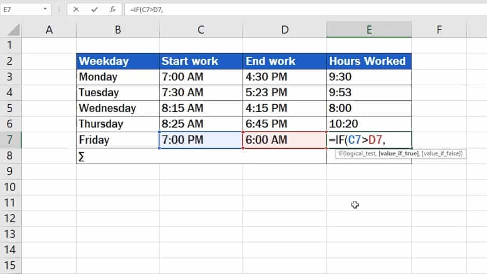 How to Calculate Hours Worked in Excel (Midnight Span)