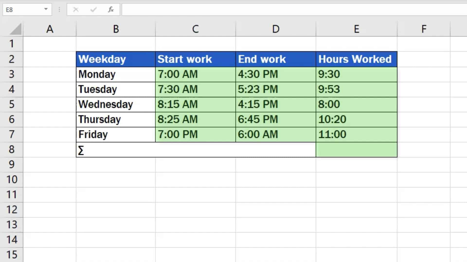 How to Sum Time in Excel
