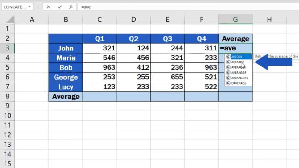 How to Calculate the Average in Excel
