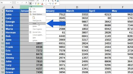 How to Insert Column in Excel