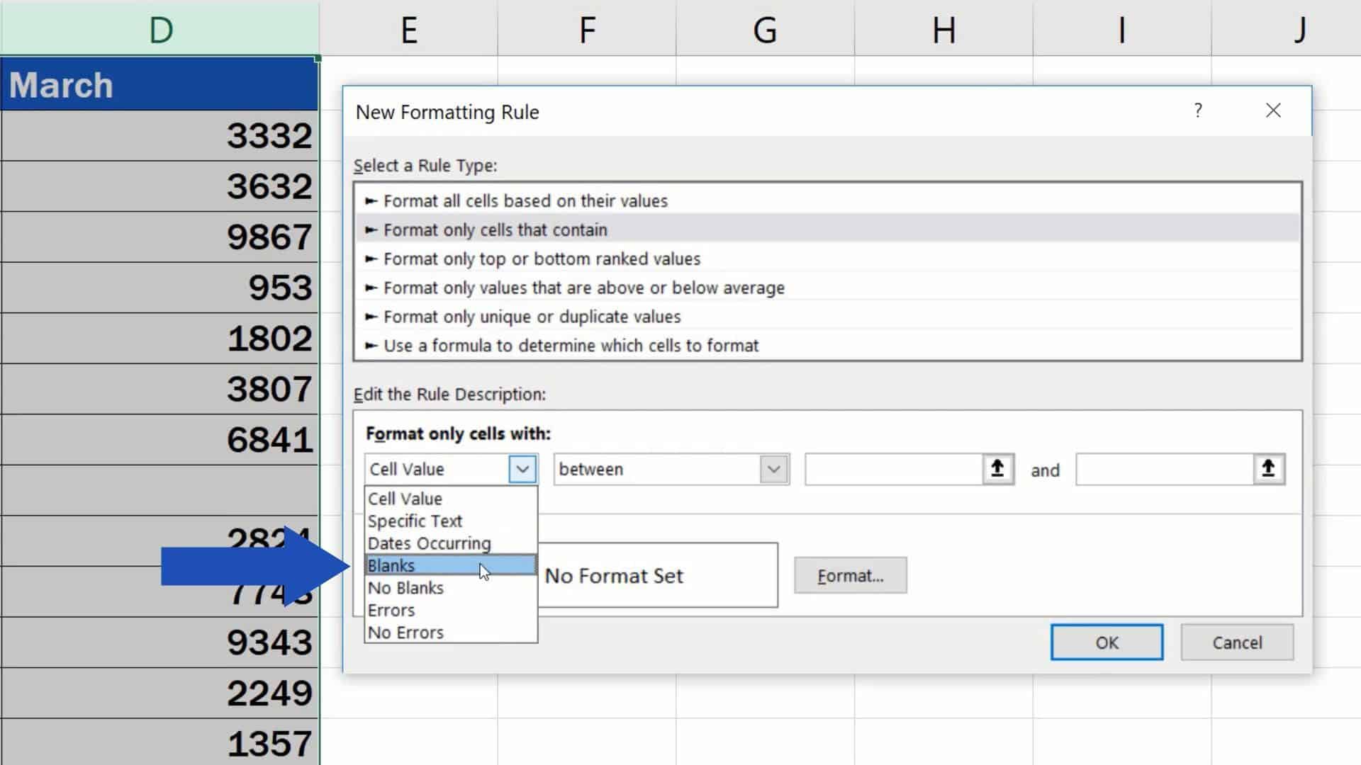 How to Highlight Blank Cells in Excel (Conditional Formatting)