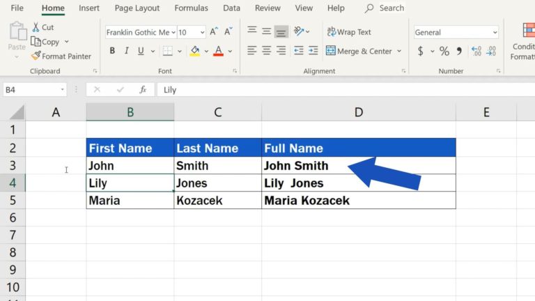 How to Combine First and Last Name in Excel
