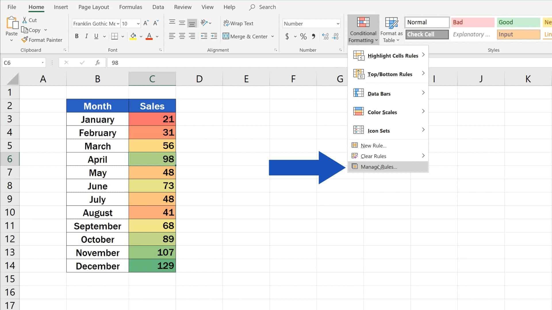 How to Use Color Scales in Excel (Conditional Formatting)