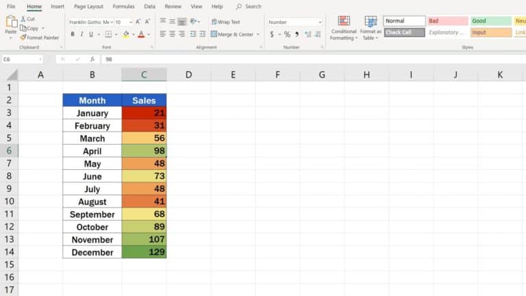 How to Use Color Scales in Excel (Conditional Formatting)