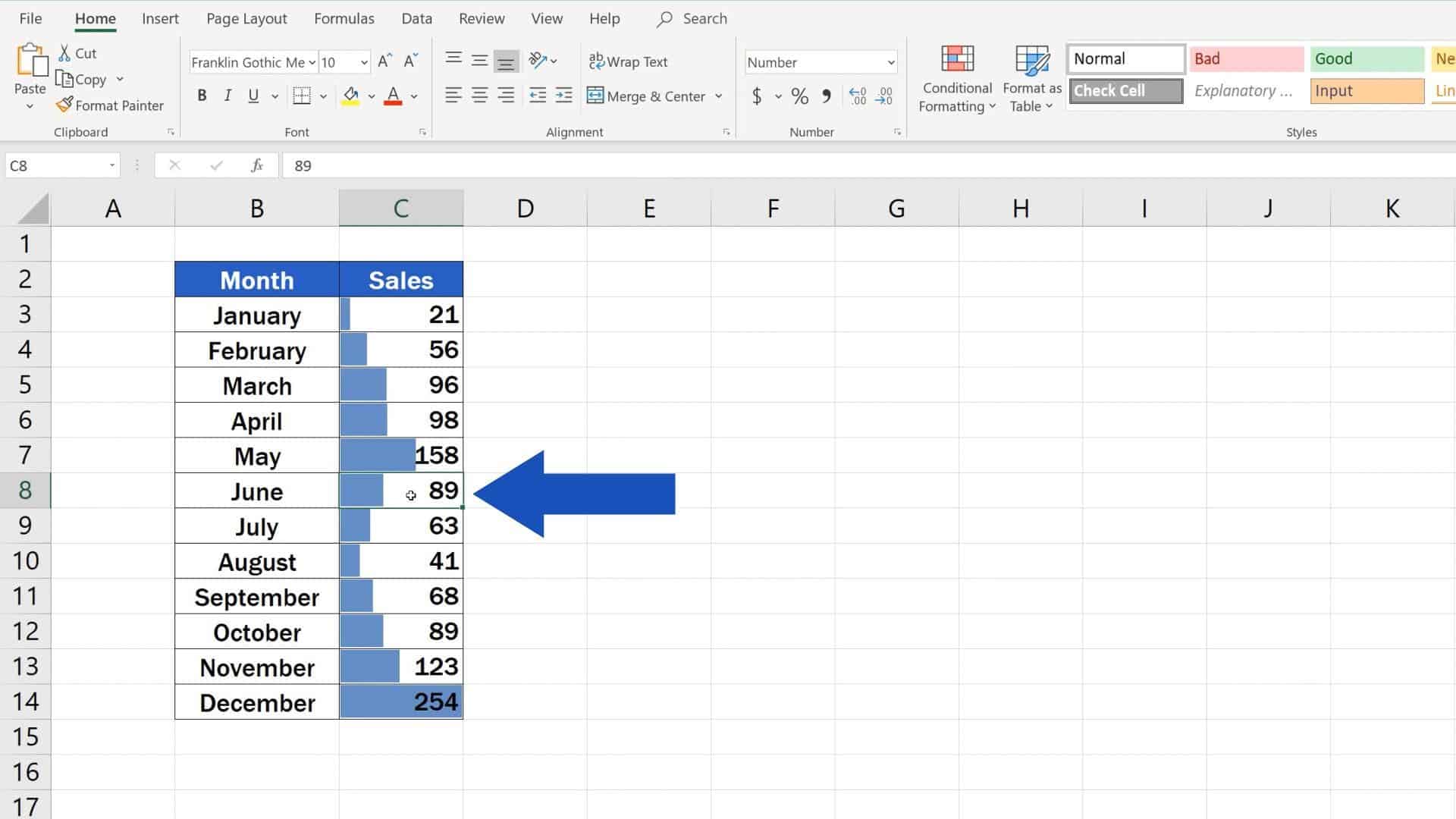 Try out Data Bars in Excel for clear graphical data representation