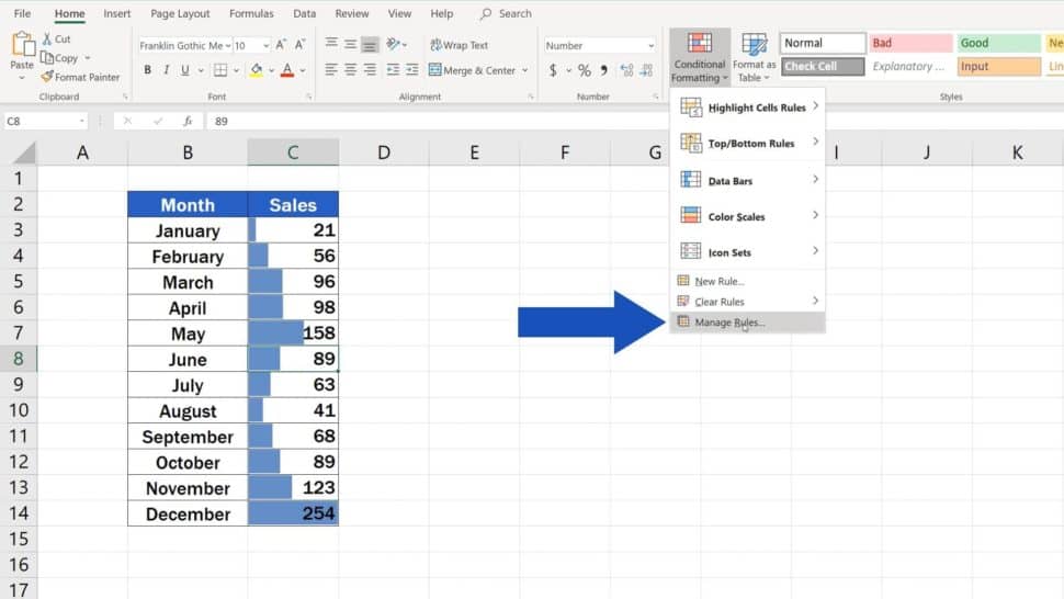 Try out Data Bars in Excel for clear graphical data representation