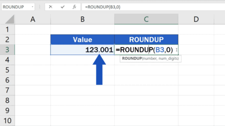 How to ROUNDUP in Excel