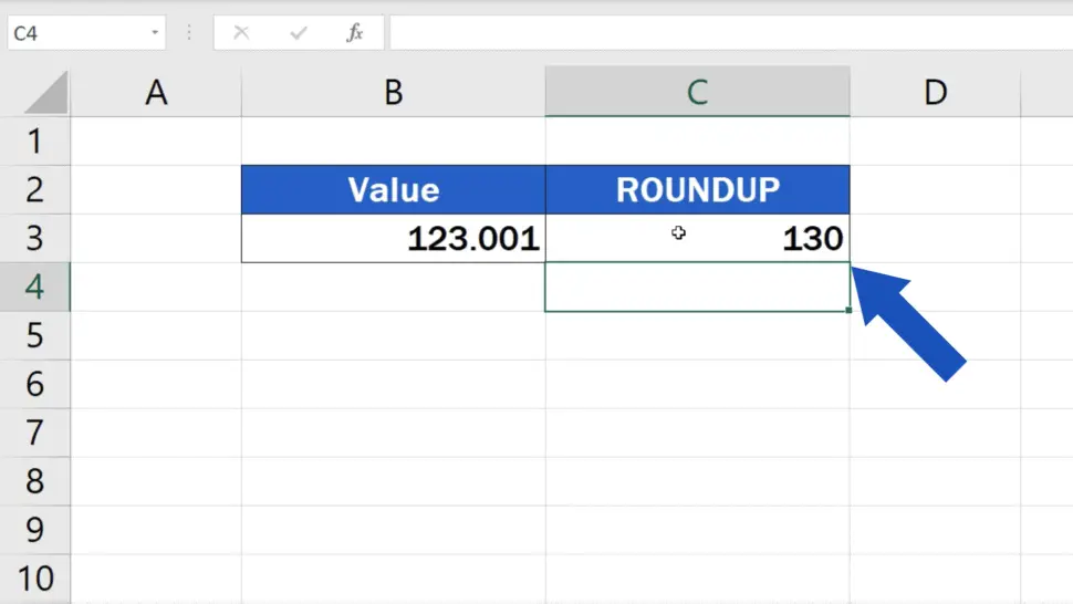How to ROUNDUP in Excel