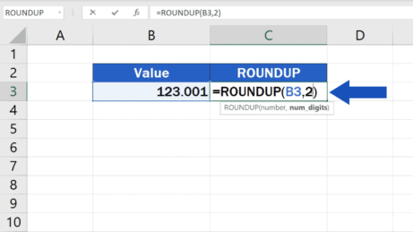 How to ROUNDUP in Excel