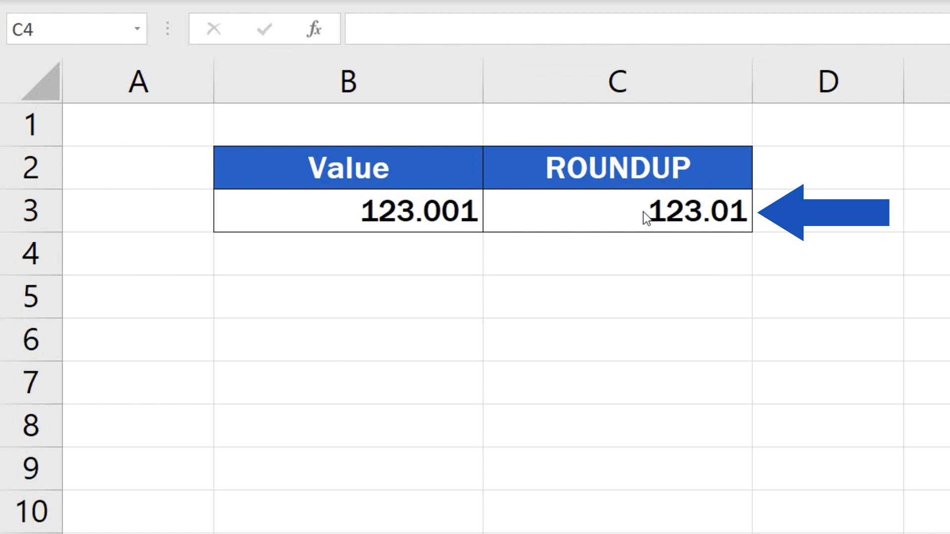 How to ROUNDUP in Excel