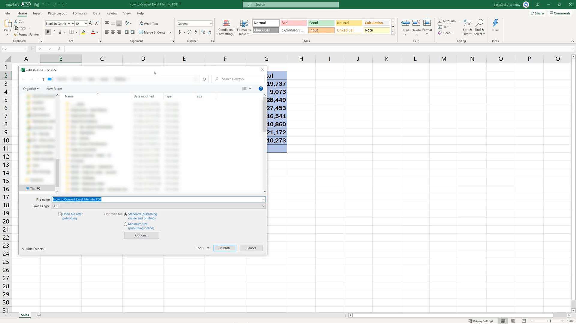 How to Convert an Excel File into PDF