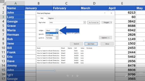 How to Search in Excel Sheet