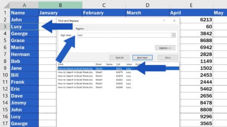 How to Search in Excel Sheet