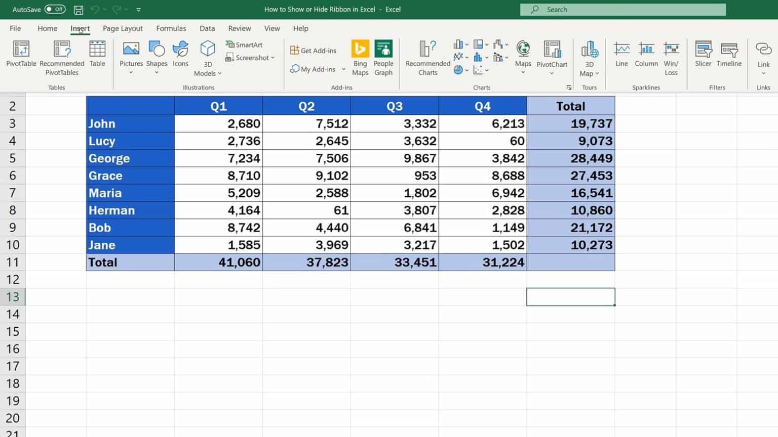 How To Show Or Hide The Ribbon In Excel Quick And Easy