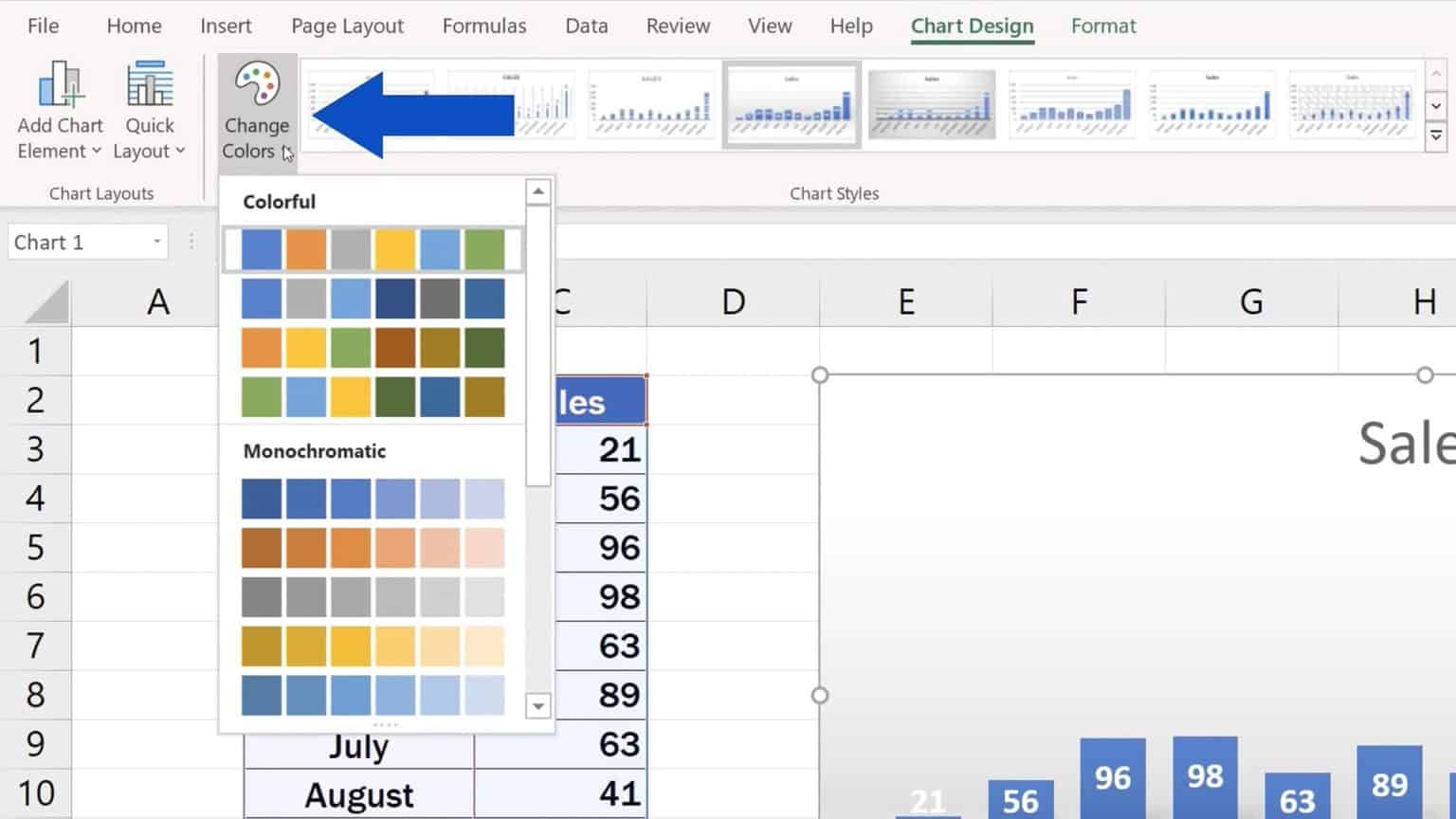 How to Change Chart Style in Excel