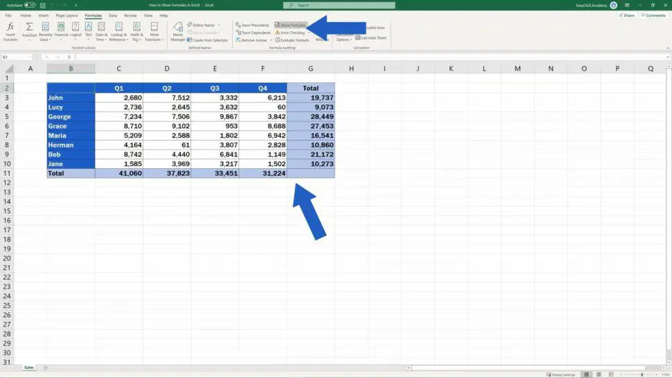 How to Show Formulas in Excel
