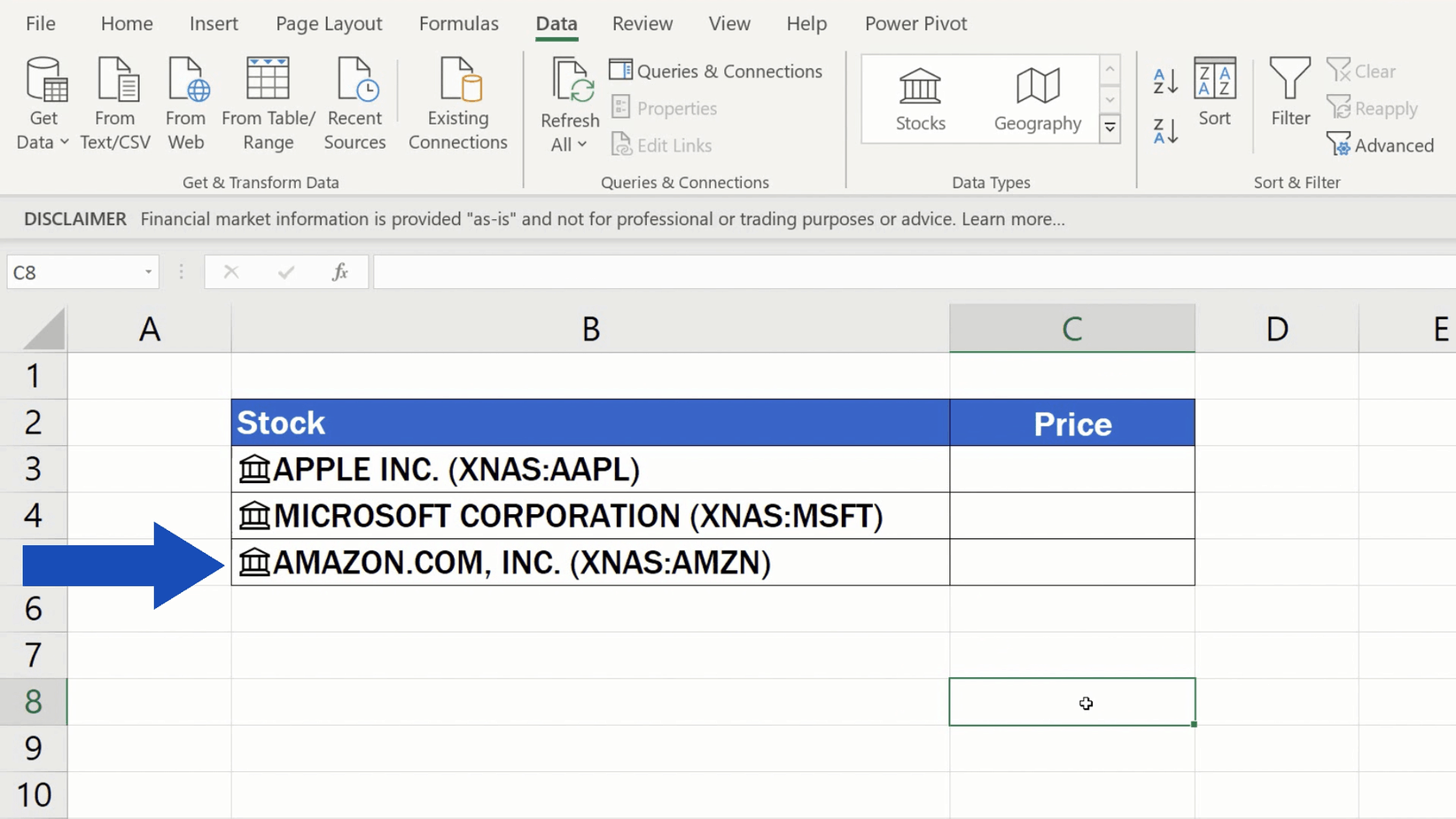 How to Get Stock Prices in Excel