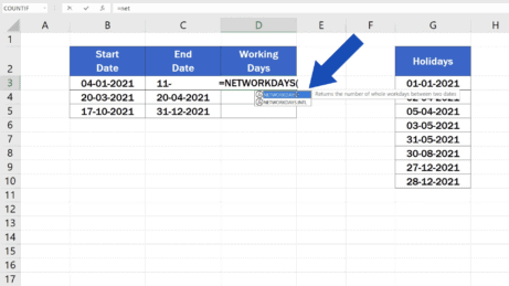 How to Calculate Working Days in Excel