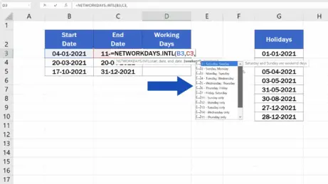 How to Calculate Working Days in Excel