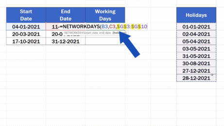 How to Calculate Working Days in Excel