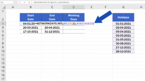 How to Calculate Working Days in Excel