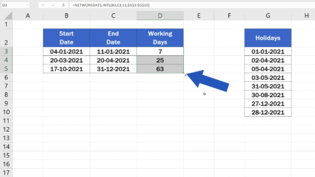 How to Calculate Working Days in Excel