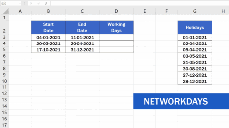 How to Calculate Working Days in Excel