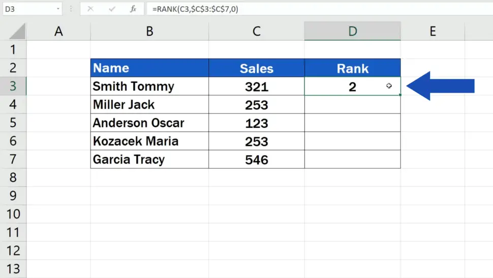 How to Calculate a Rank in Excel