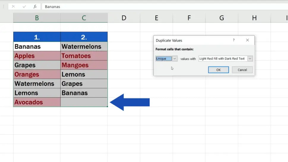 How to Compare Two Columns in Excel to Find Differences