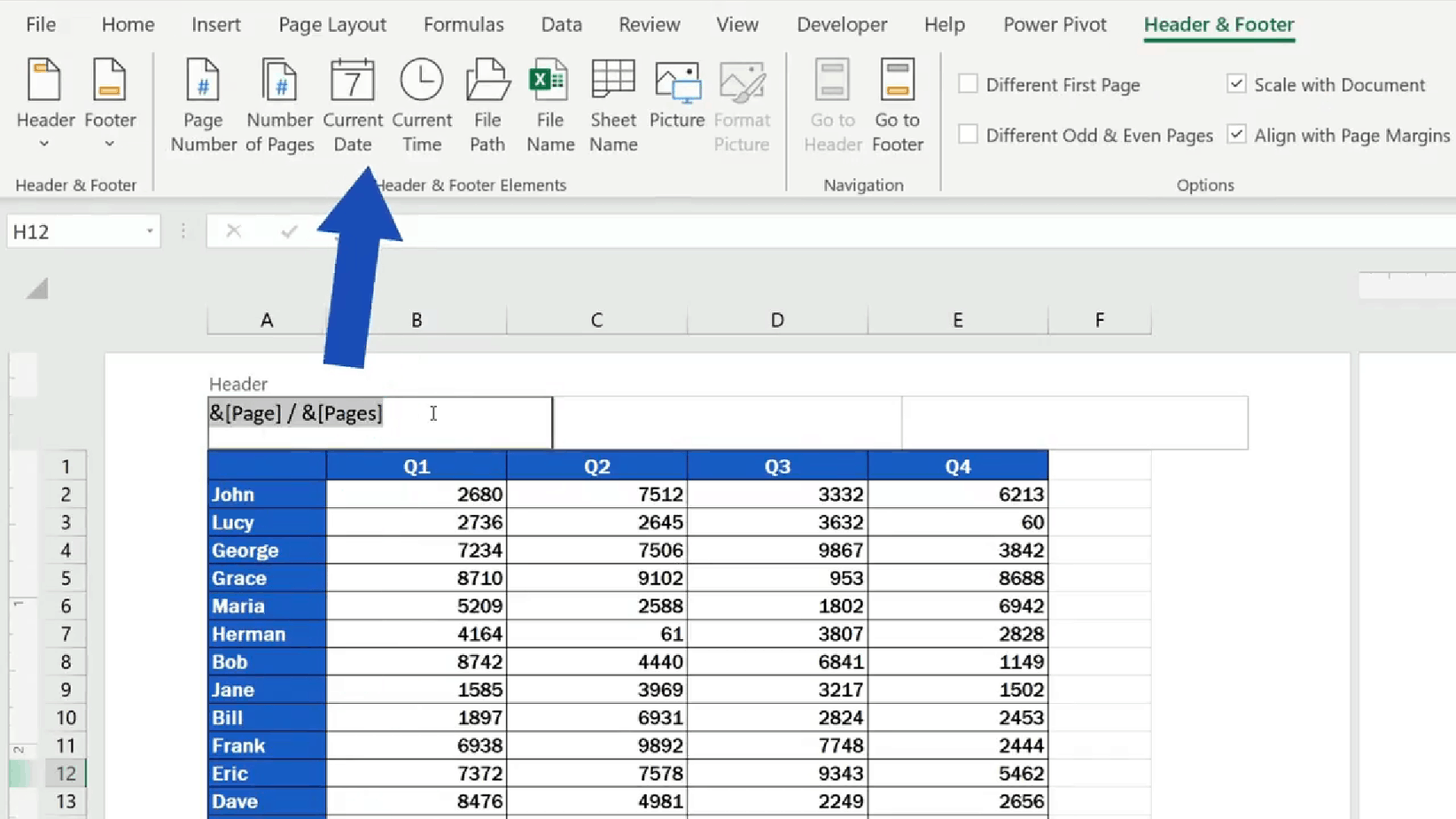 How To Add A Header In Excel