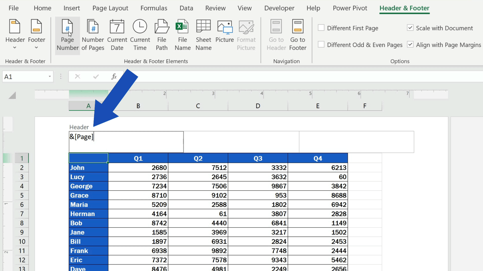 How to Insert Page Numbers in Excel