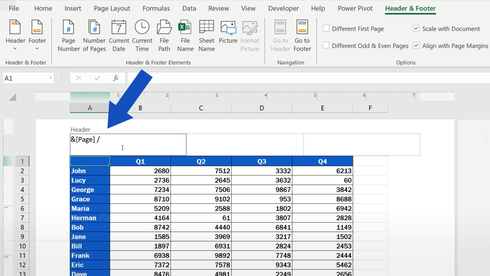How to Insert Page Numbers in Excel