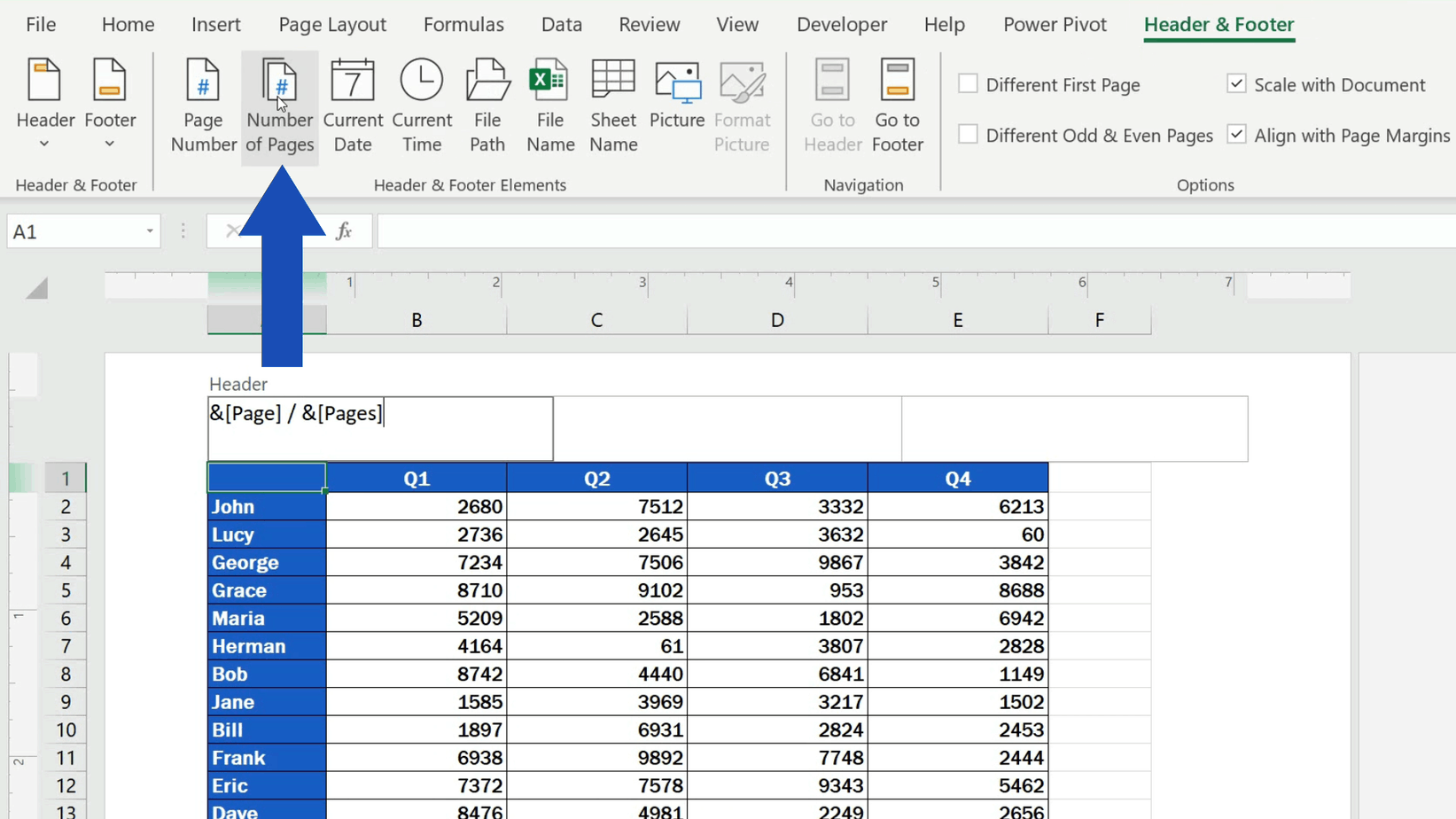 How To Insert Page Numbers In Excel