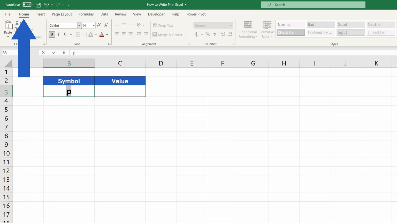 How To Write Pi In Excel