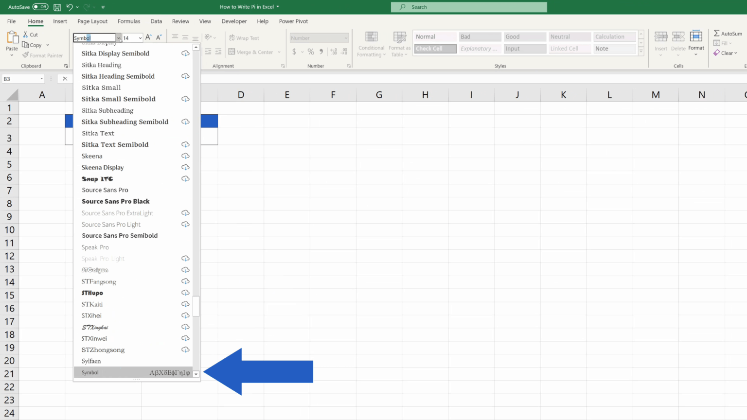 How to Write Pi in Excel
