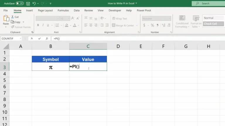 How to Write Pi in Excel