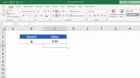 How to Write Pi in Excel