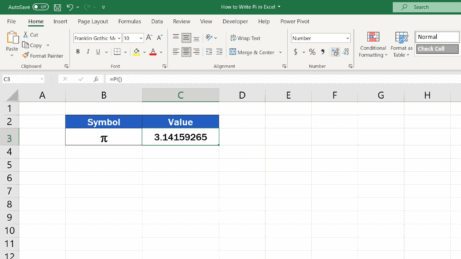 How to Write Pi in Excel