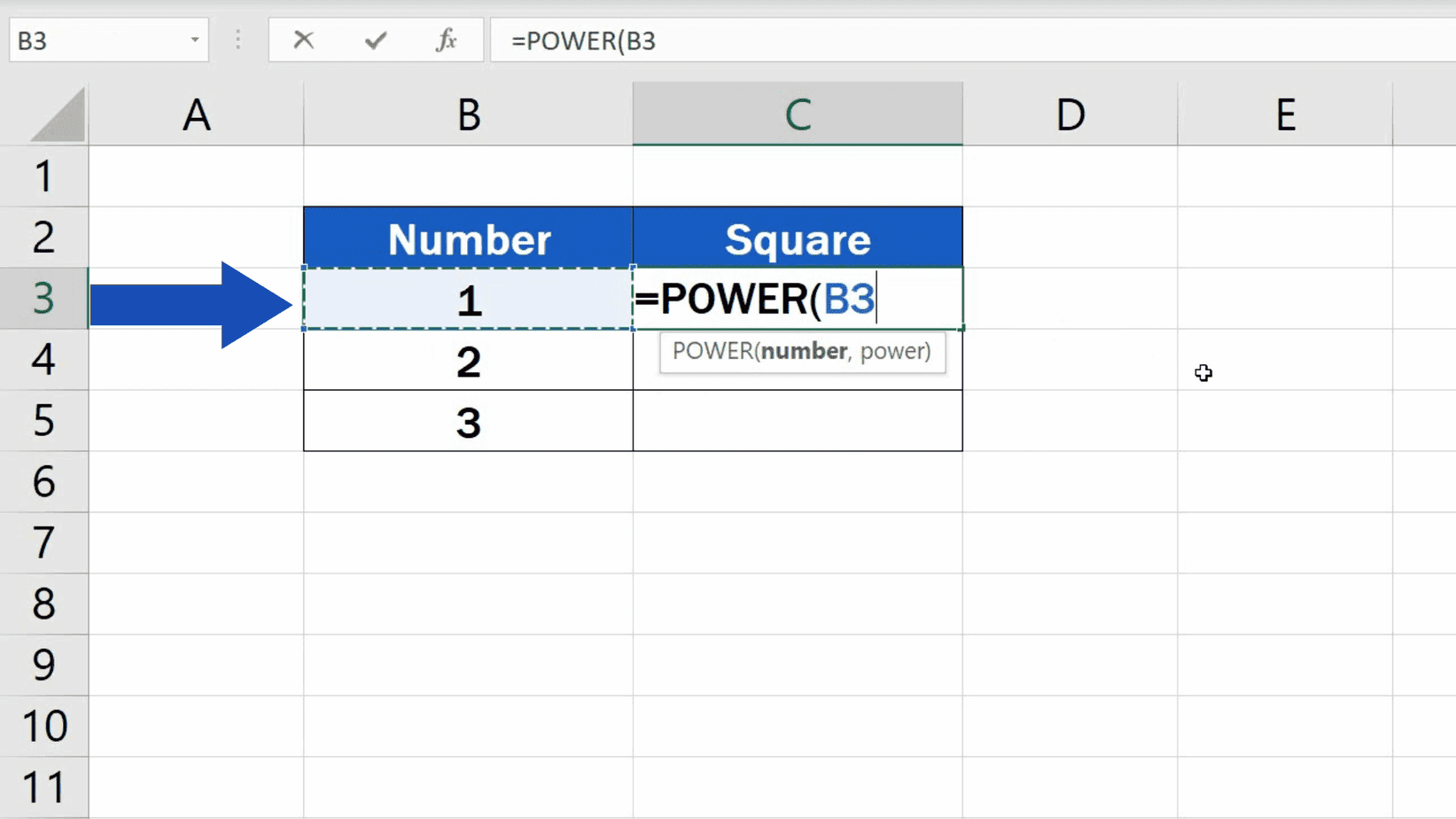 How to Square a Number in Excel