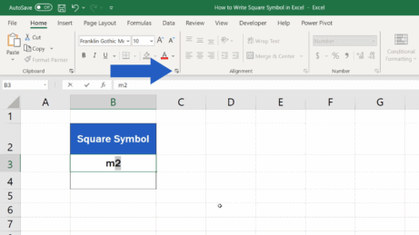 How to Write the Squared Symbol in Excel