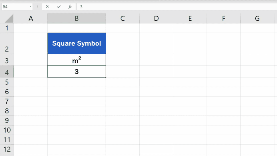 How to Write the Squared Symbol in Excel