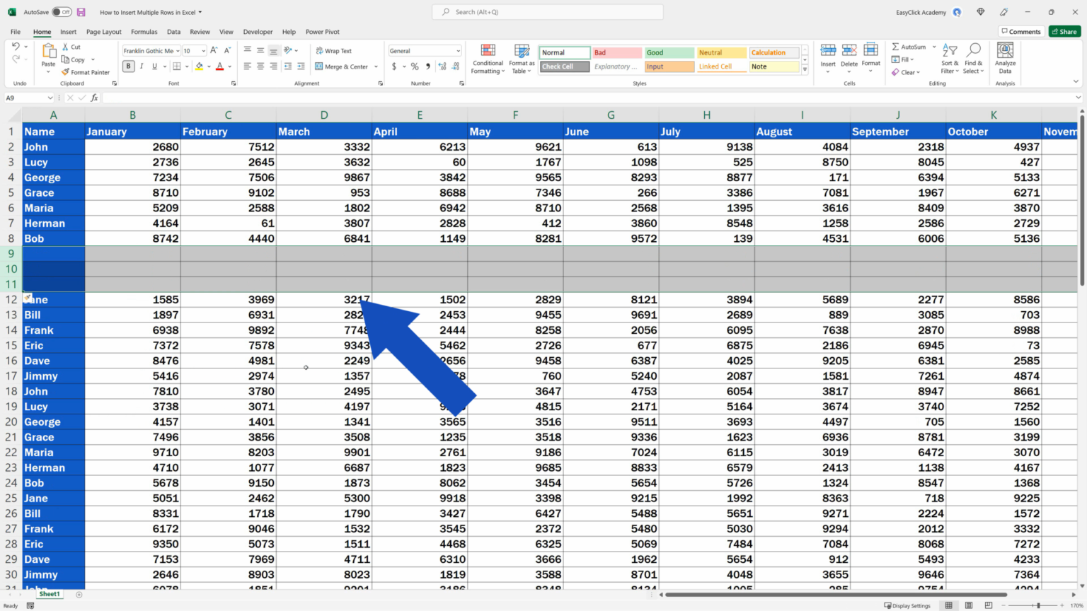 How to Insert Multiple Rows in Excel